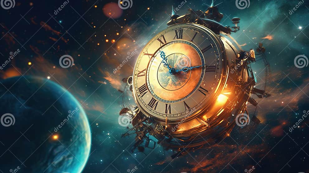 Time Travel Concept. Time Travel Clock. Stock Illustration - Illustration of clock, universe ...