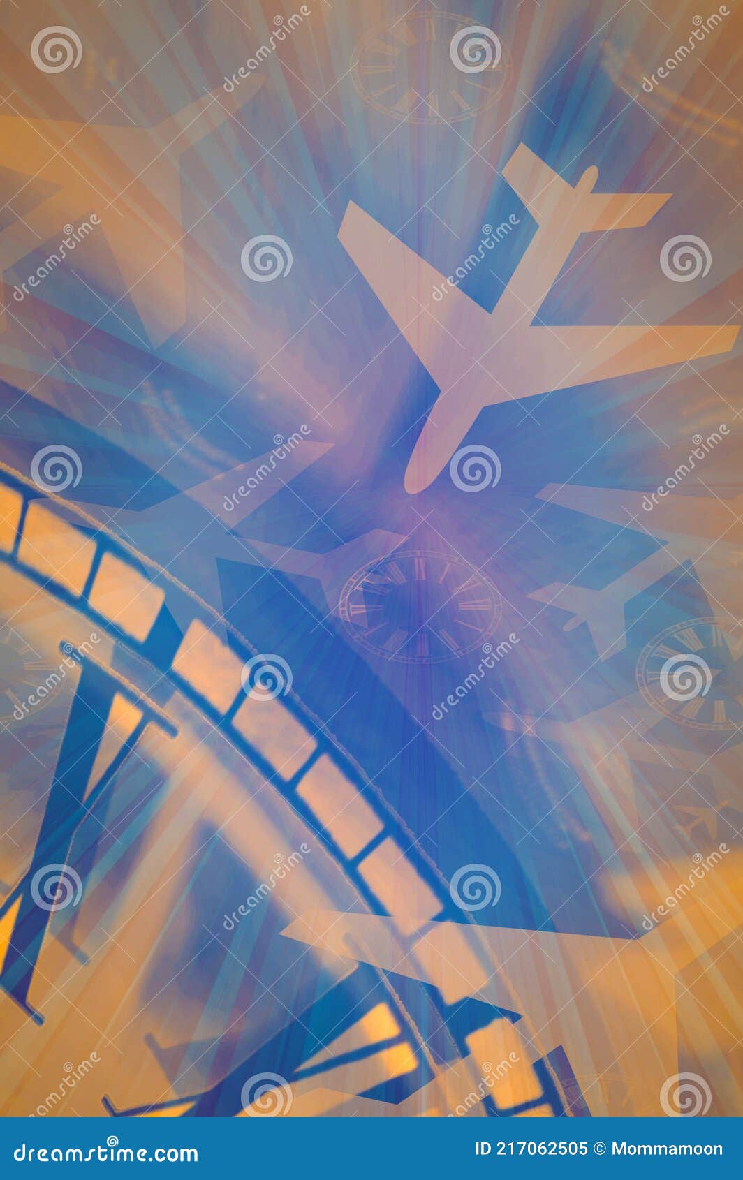 Time Travel or Time Flies Background Stock Image - Image of airplane ...