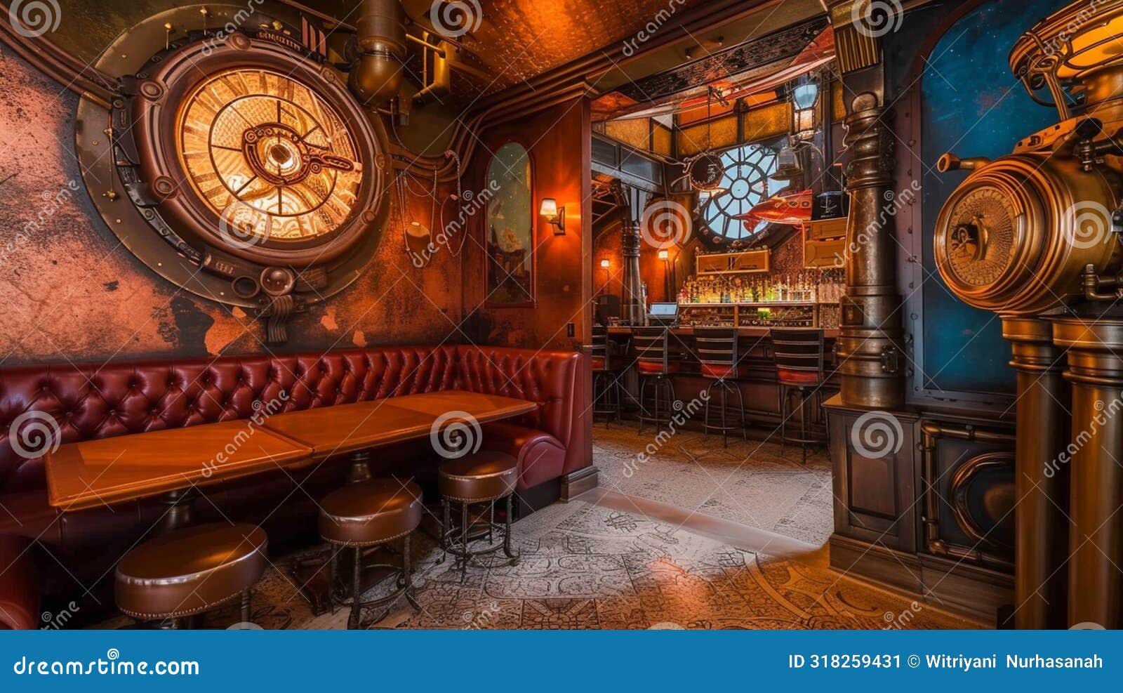 Time Traveler Lounge Room Interior. Generative Ai Stock Illustration ...