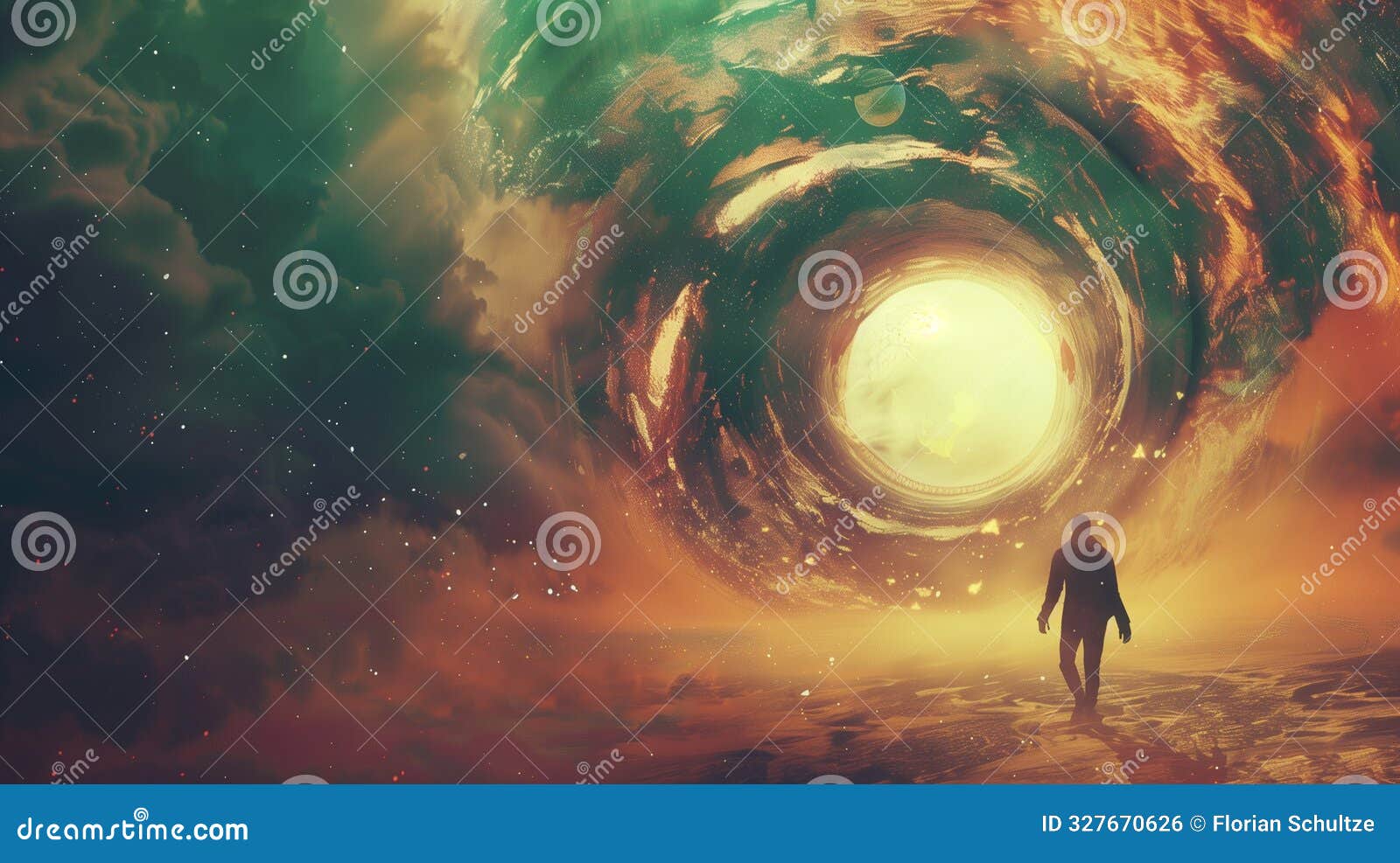 Time Traveler Stepping Out of a Portal Stock Illustration ...