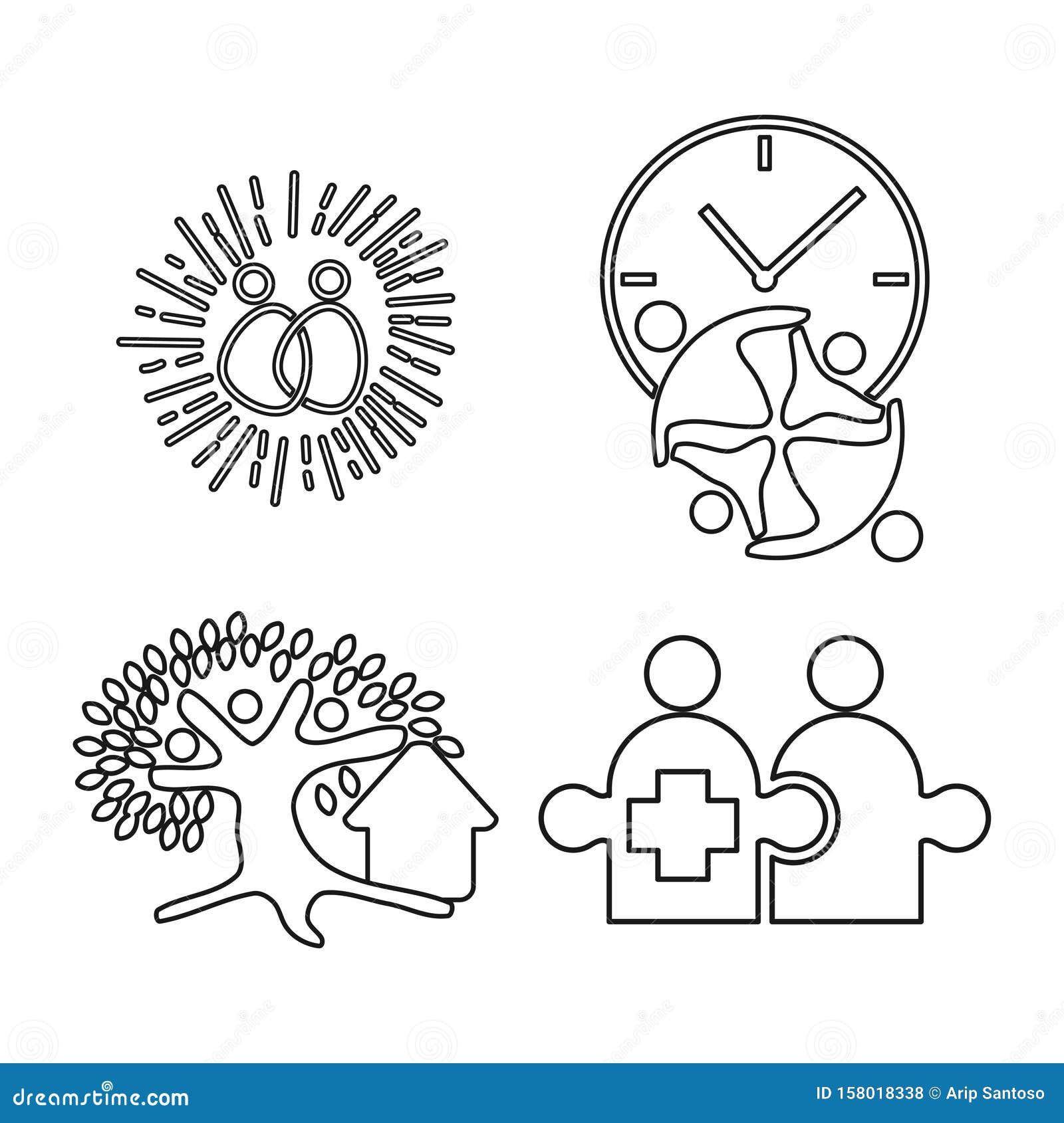 Time Tree Puzzle Commitment Teamwork Together Outline Logo Stock Vector ...