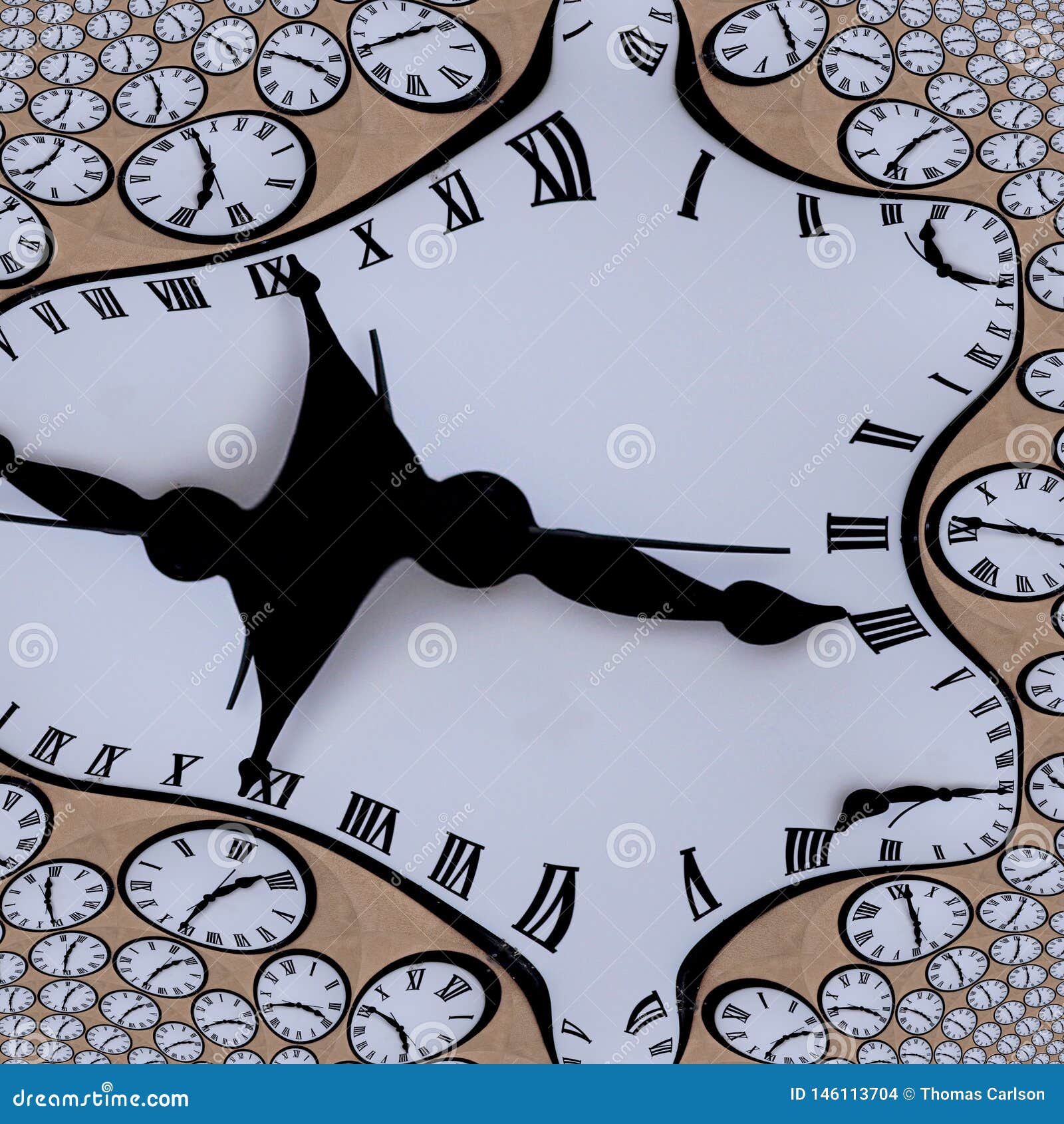 Time Twisted Clock with Roman Numerals Abstract Texture. Stock ...