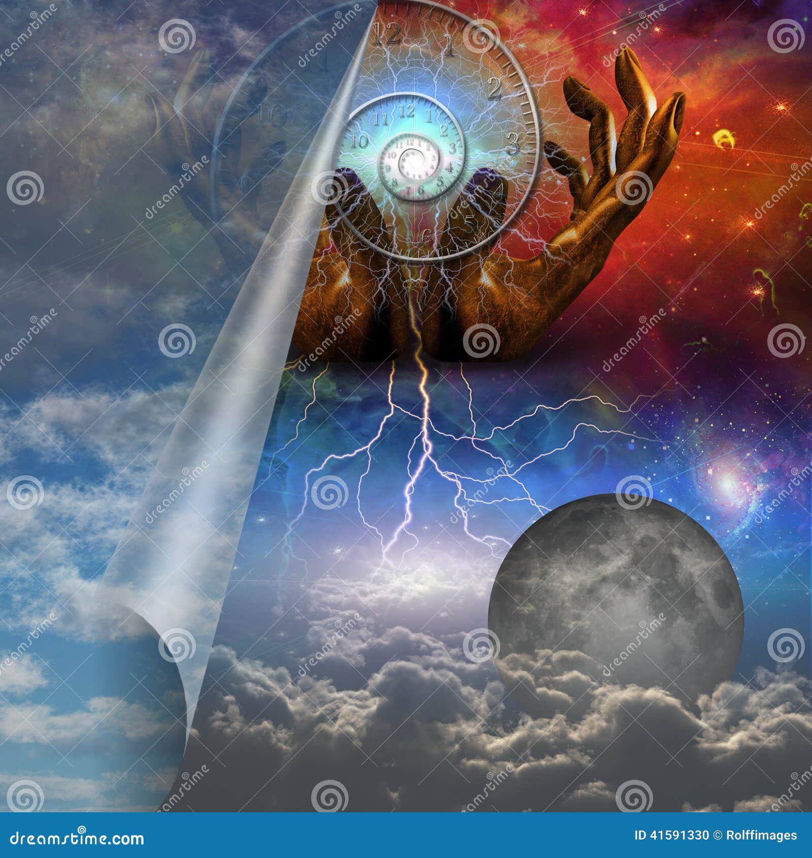 Time unfolds at creation stock illustration. Illustration of heaven ...