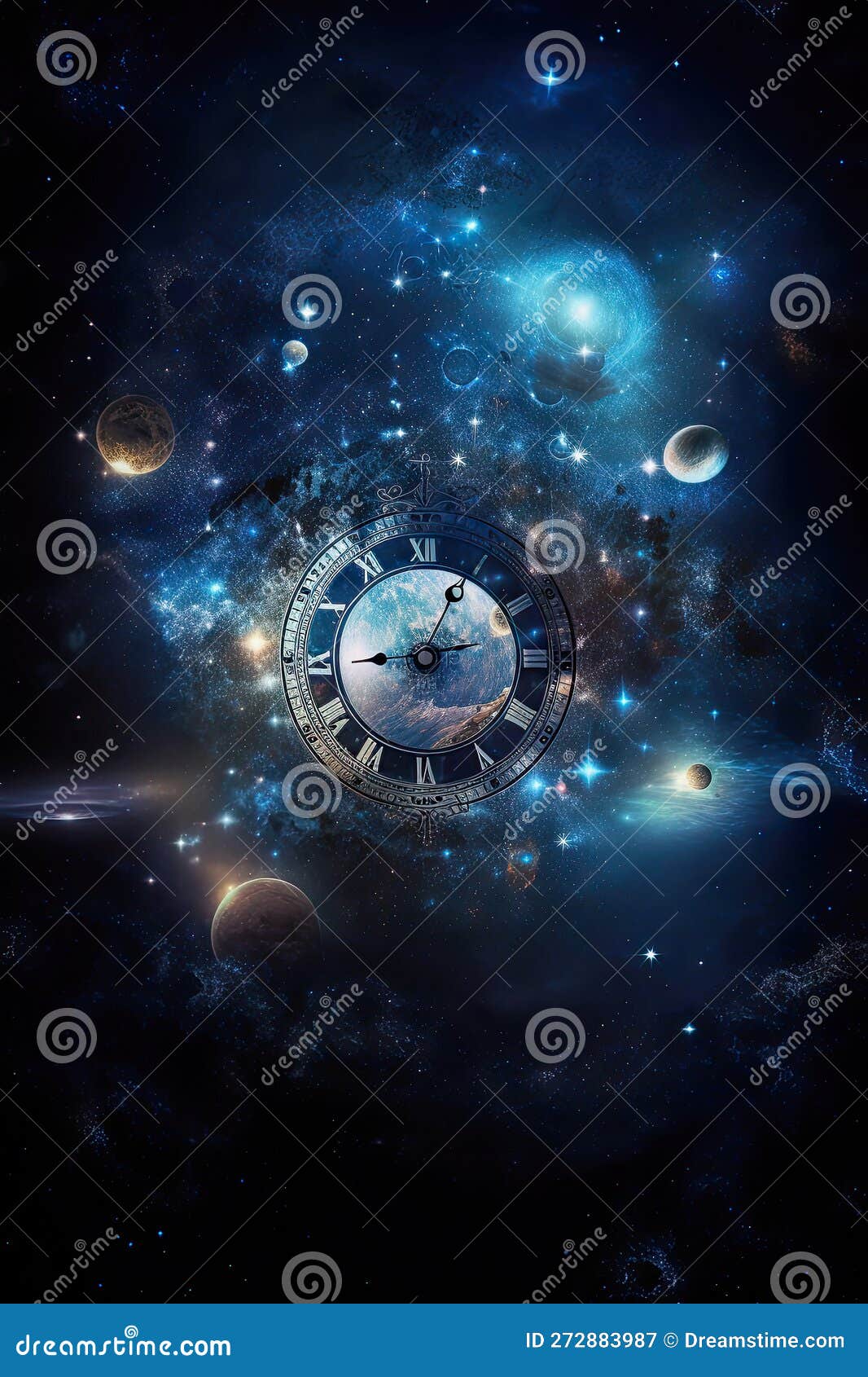 Time and the Universe, Generated Ai Illustration Stock Illustration ...