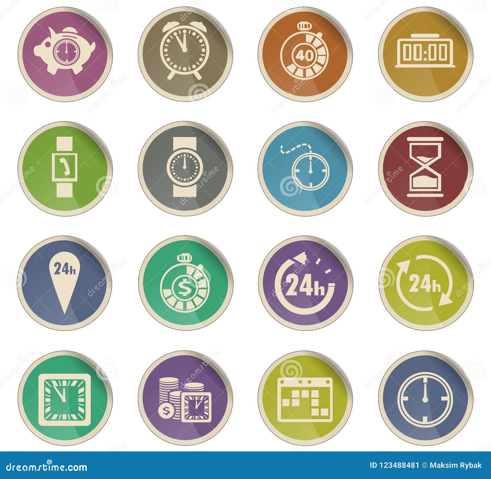 Time icon set stock vector. Illustration of electronic - 123488481