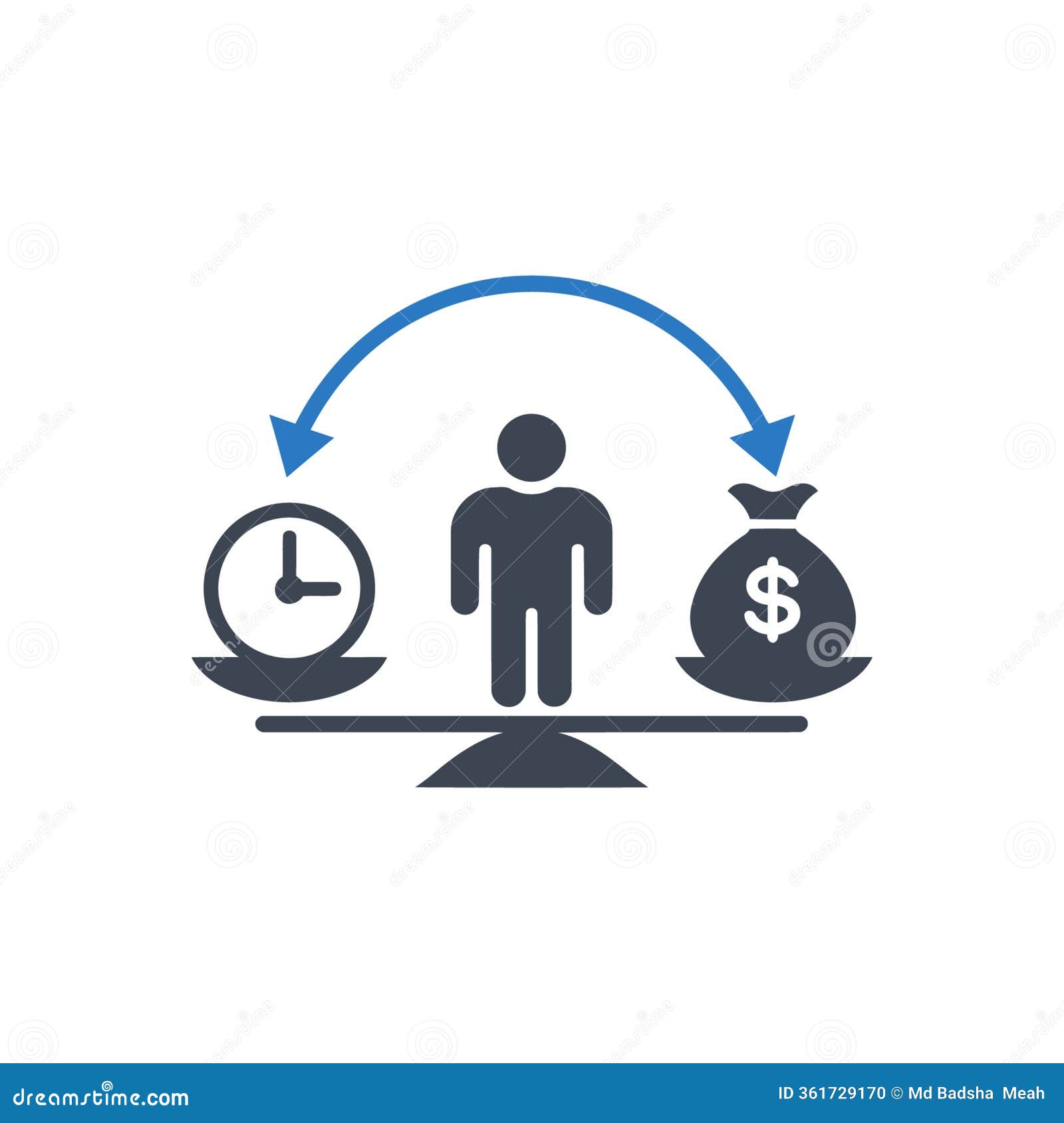 Time vs Money Icon stock illustration. Illustration of balance - 361729170