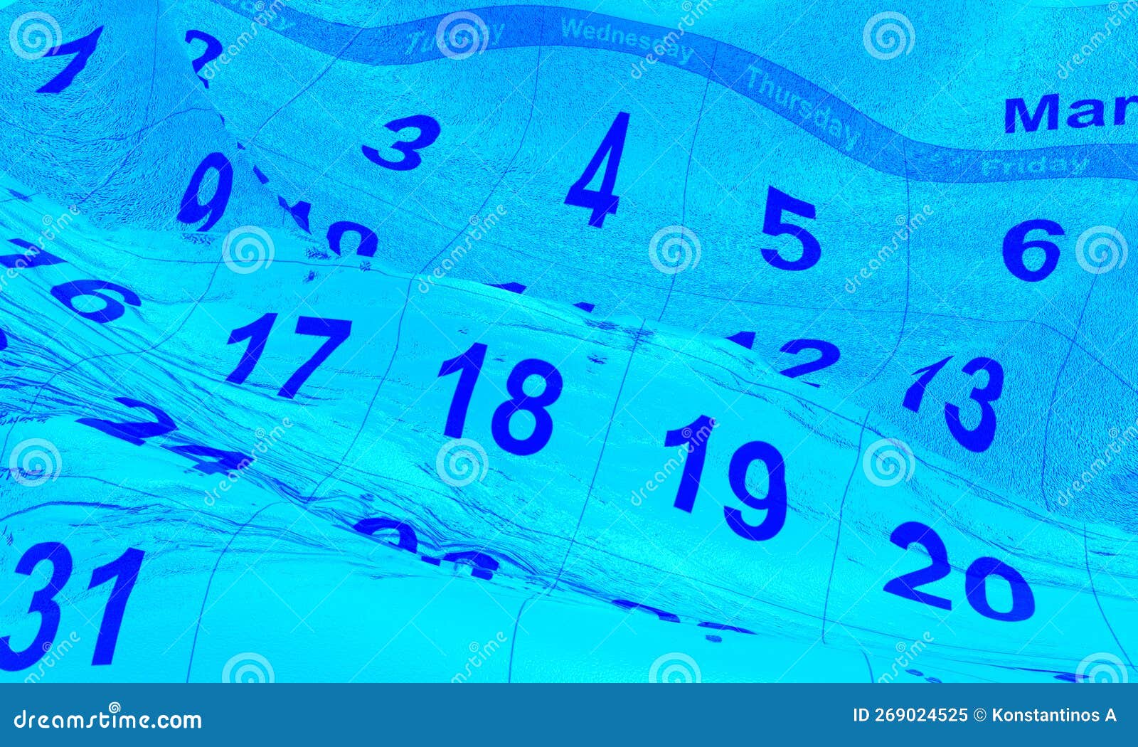 Time Waves Calendar Numbers Month Days Yars Passing - 3d Rendering ...
