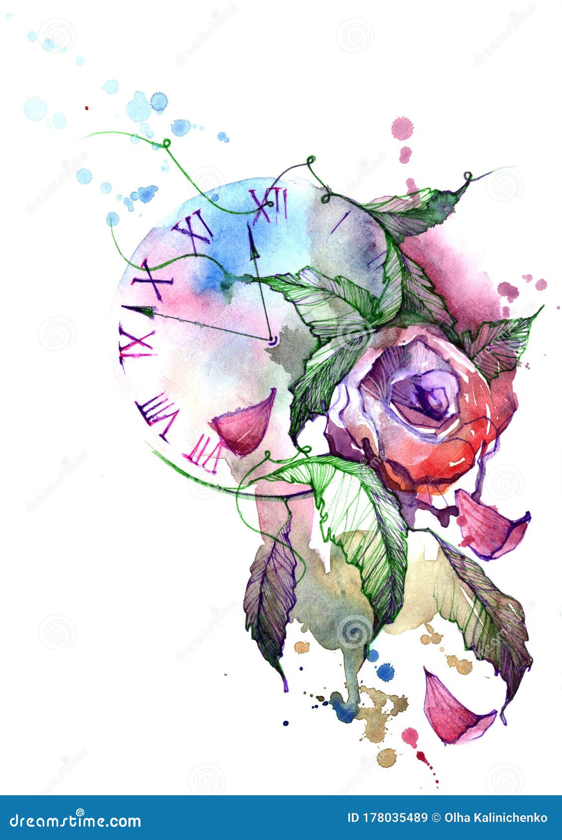 Time stock illustration. Illustration of classic, rose - 178035489