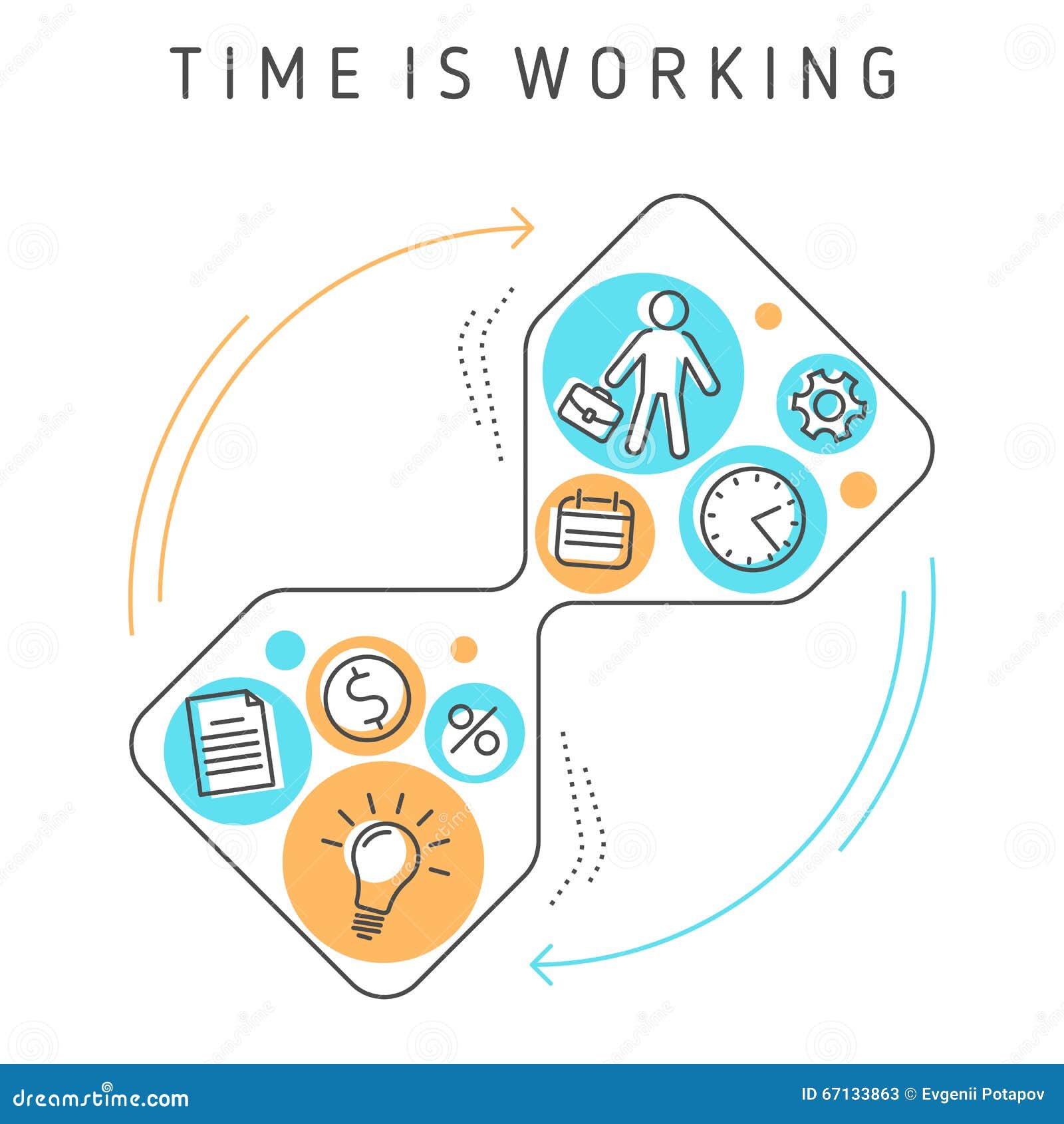 Time is working. stock vector. Illustration of light - 67133863