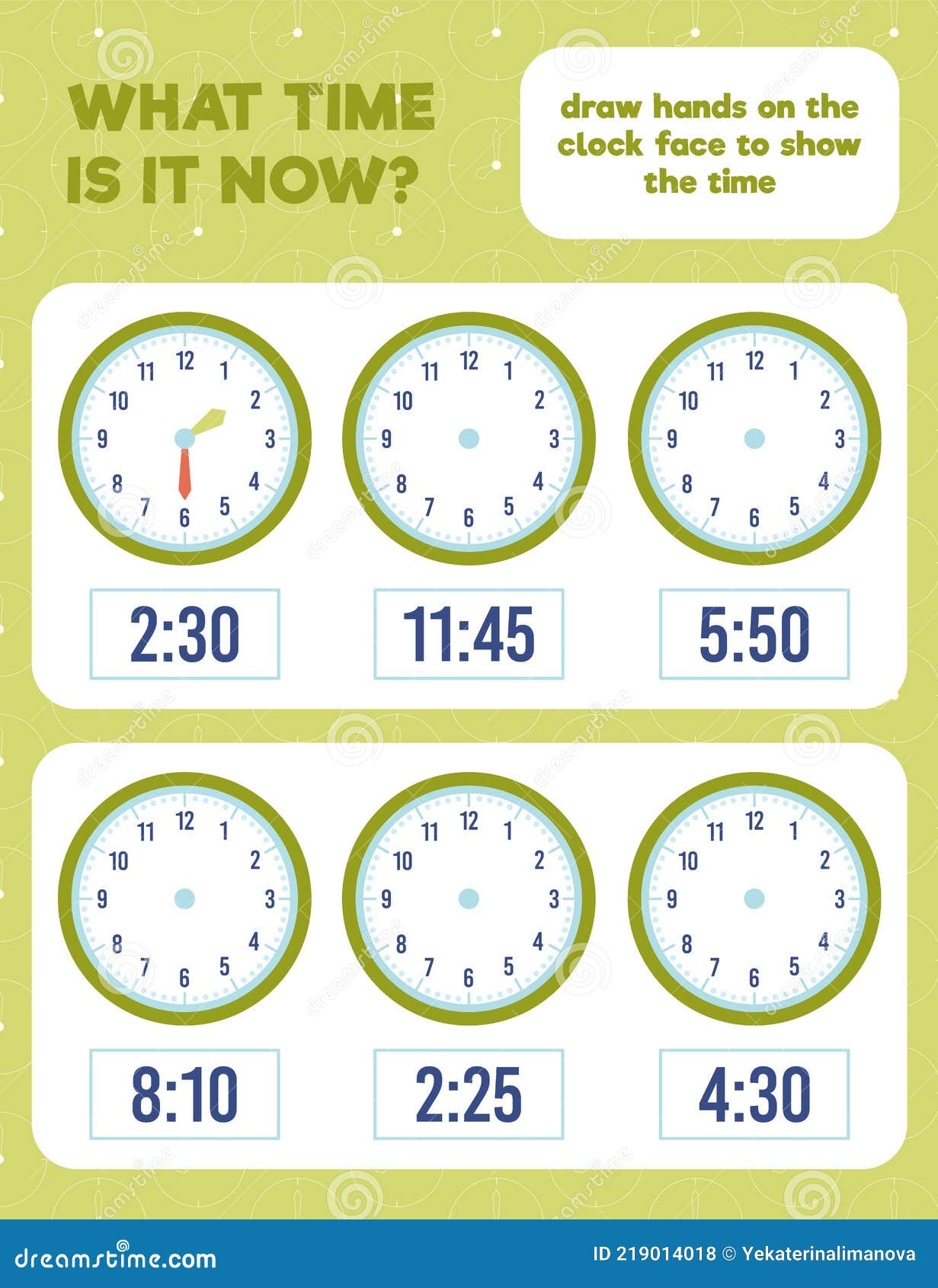 Time Worksheet Practice Print Page Stock Vector - Illustration of ...