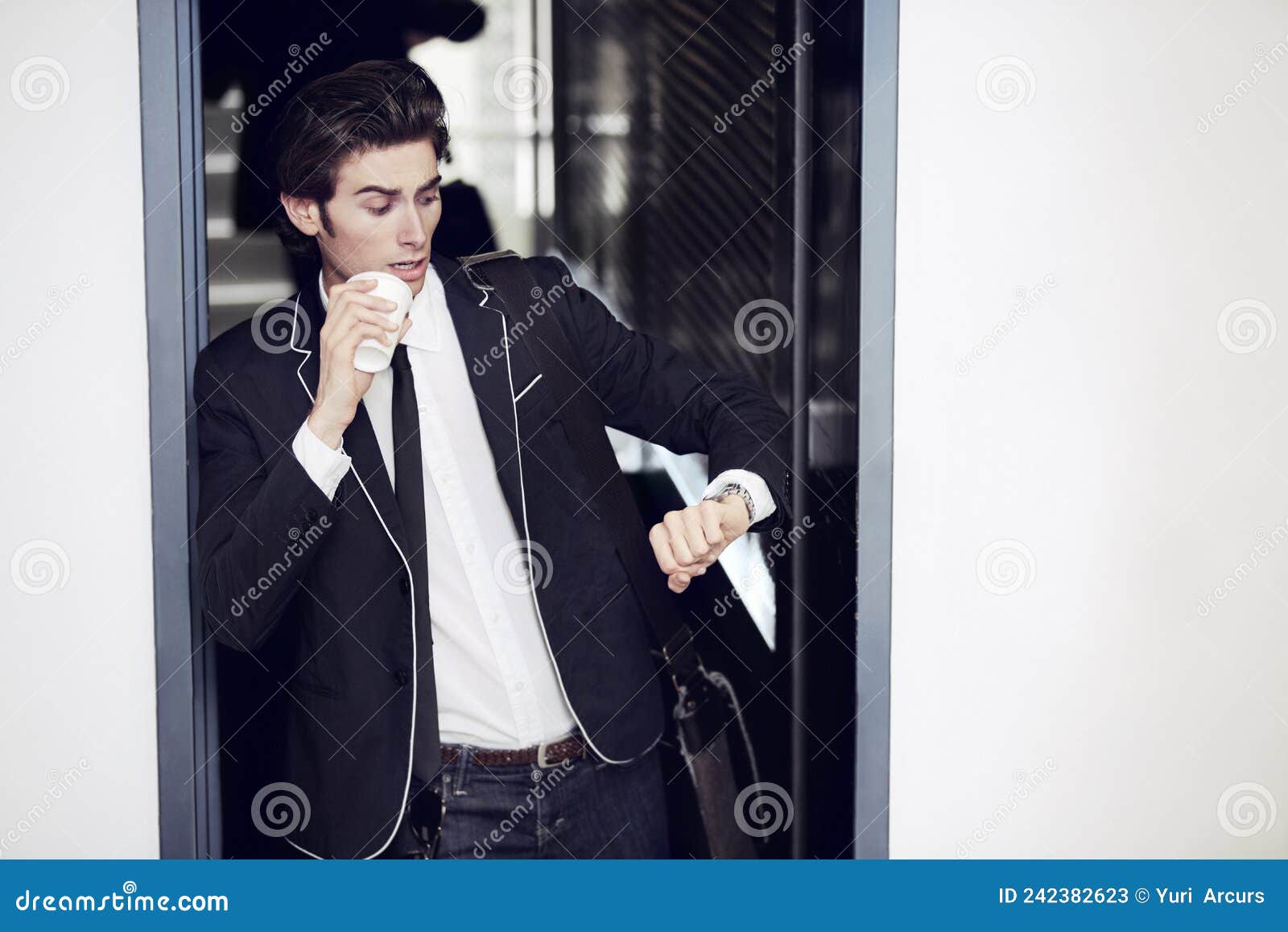 Is that the Time. a Young Man Realising Hes Late. Stock Image - Image ...