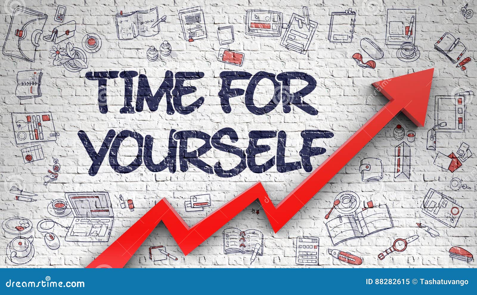 Time for Yourself Drawn on Brick Wall. Stock Illustration ...