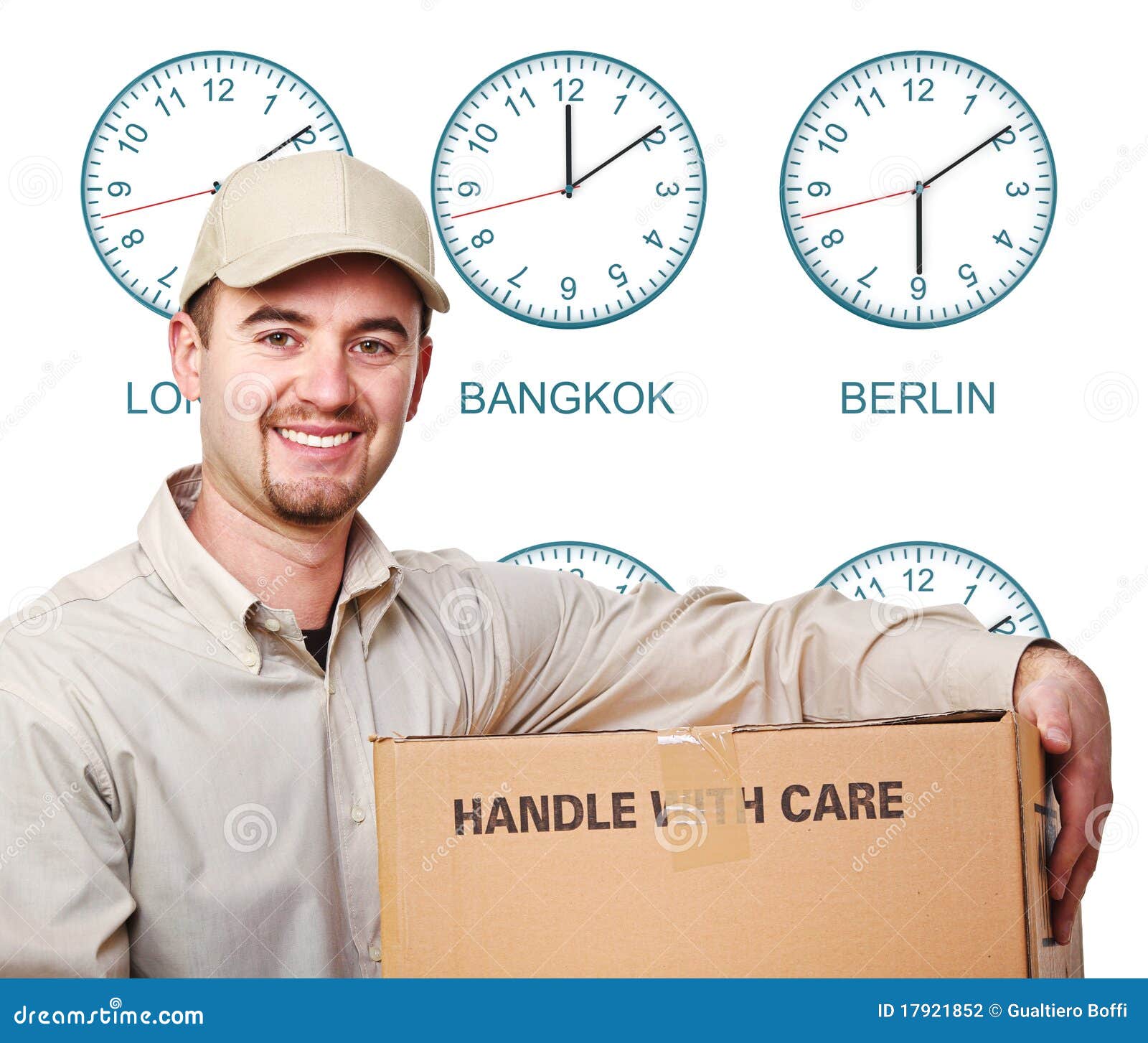 Time zone delivery man stock photo. Image of labor, isolated - 17921852
