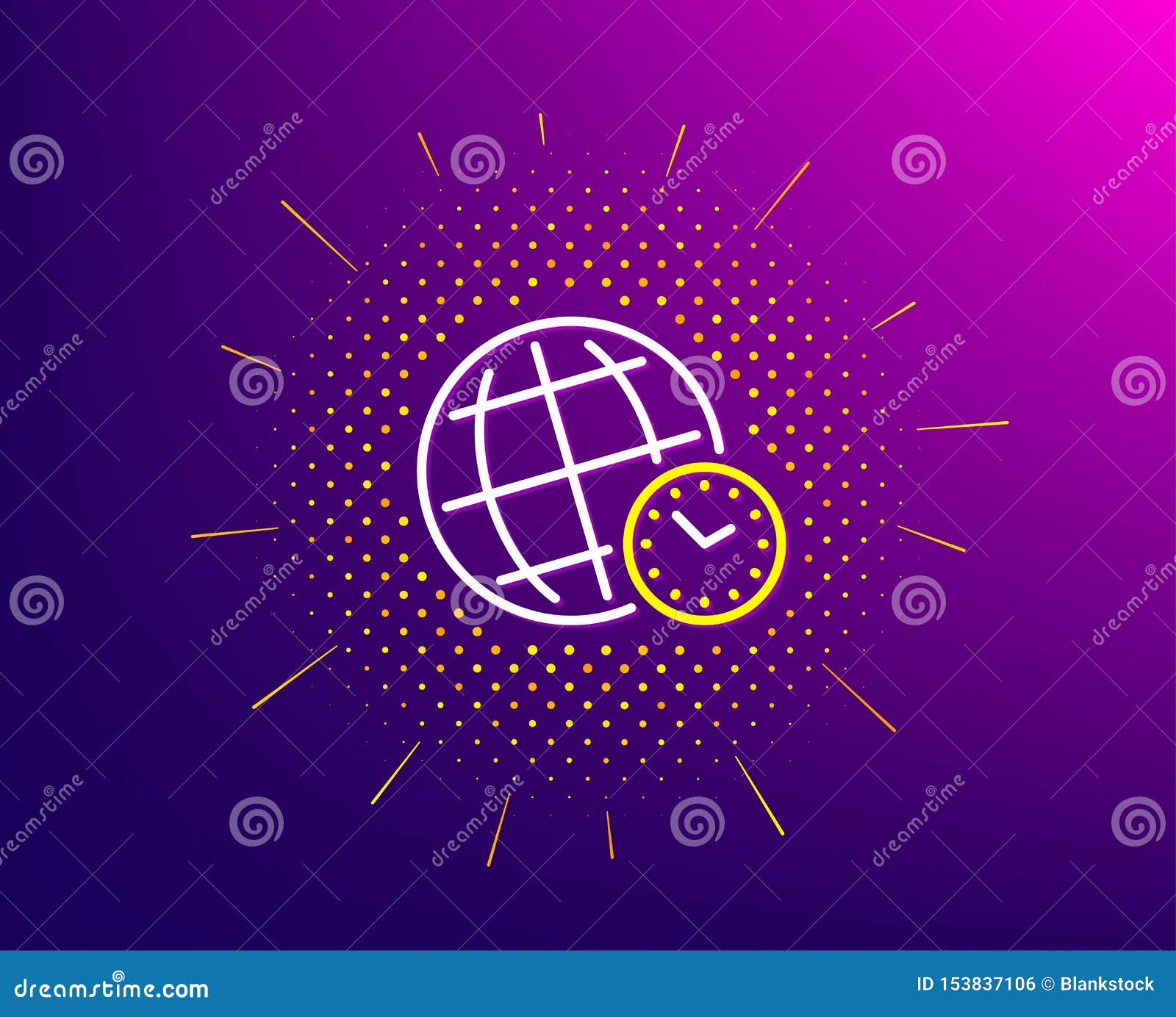Time Zone Line Icon. World Clock Sign. Watch. Vector Stock Vector ...