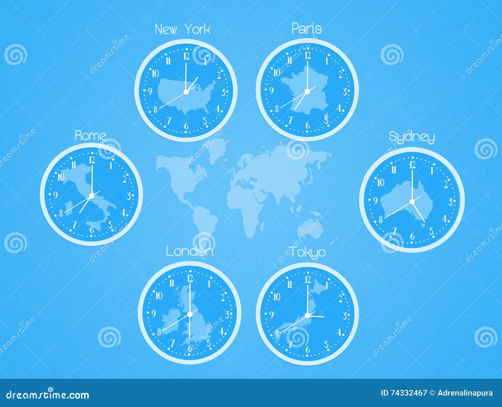 Time zones clocks stock illustration. Illustration of minutes - 74332467