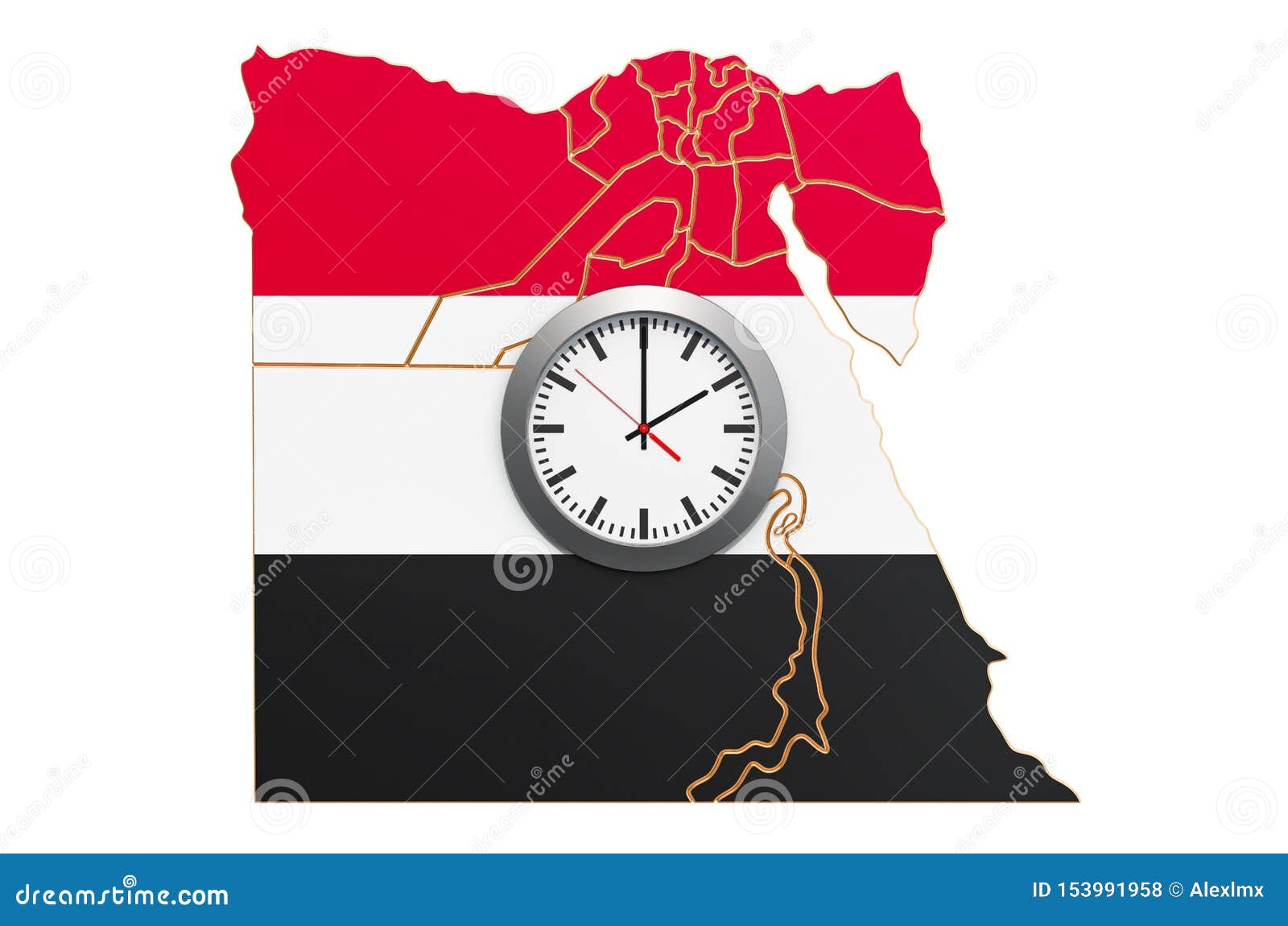 Time Zones in Egypt Concept. 3D Rendering Stock Illustration ...