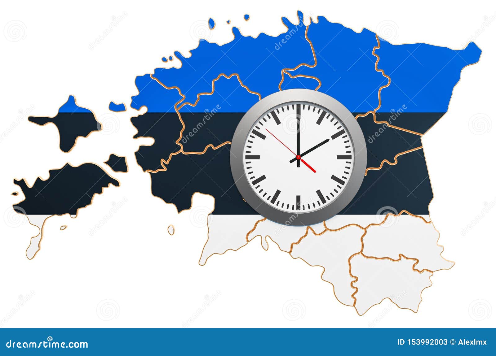 Time Zones in Estonia Concept. 3D Rendering Stock Illustration ...