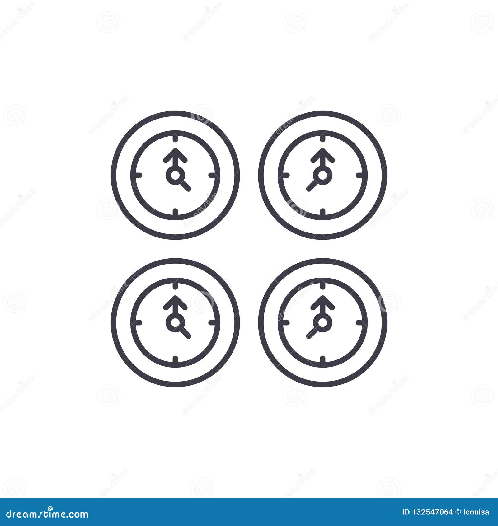 Time Zones Line Icon Concept. Time Zones Vector Linear Illustration ...