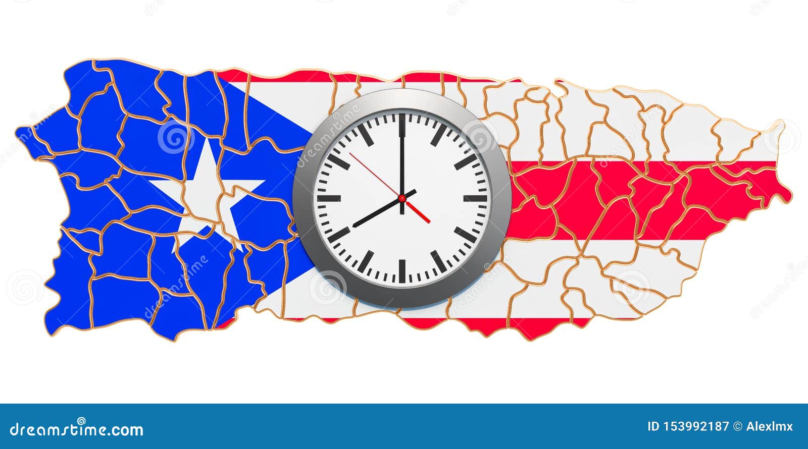 Time Zones in Puerto Rico Concept. 3D Rendering Stock Illustration ...