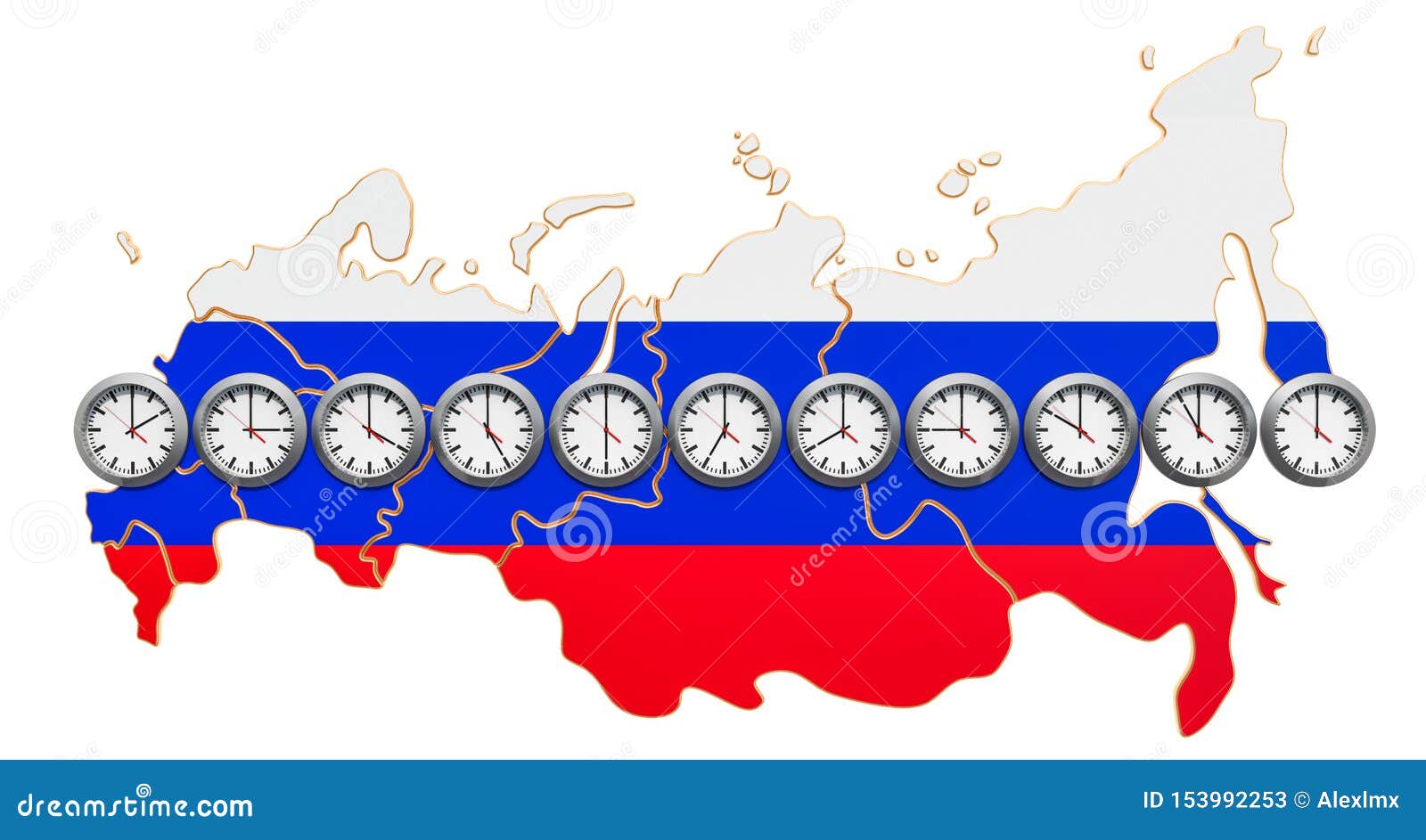 Time Zones in the Russian Federation Concept. 3D Rendering Stock ...