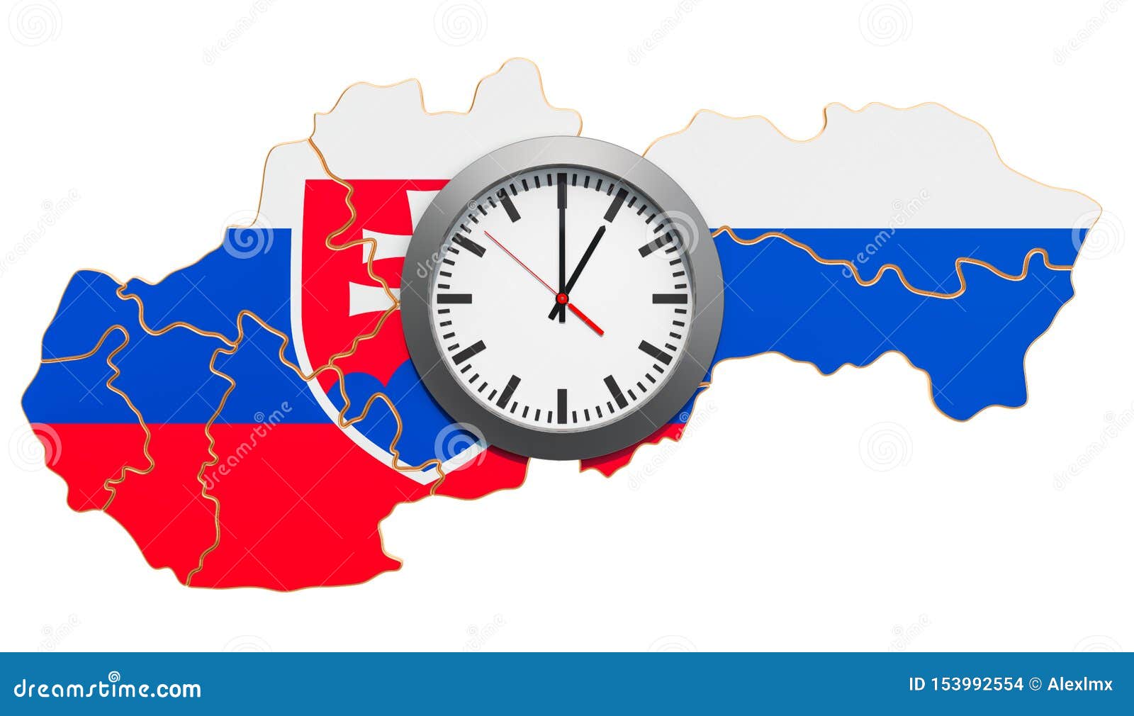 Time Zones in Slovakia Concept. 3D Rendering Stock Illustration ...