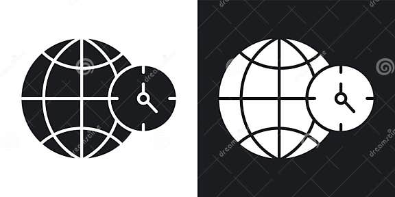 Time Zones Thin Line Vector Icon Set Stock Illustration - Illustration ...