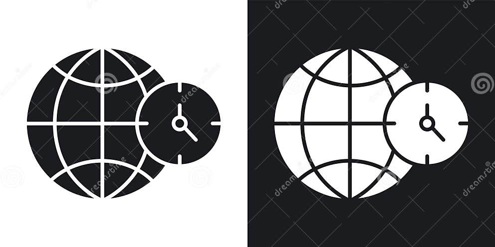 Time Zones Thin Line Vector Icon Set Stock Illustration - Illustration ...
