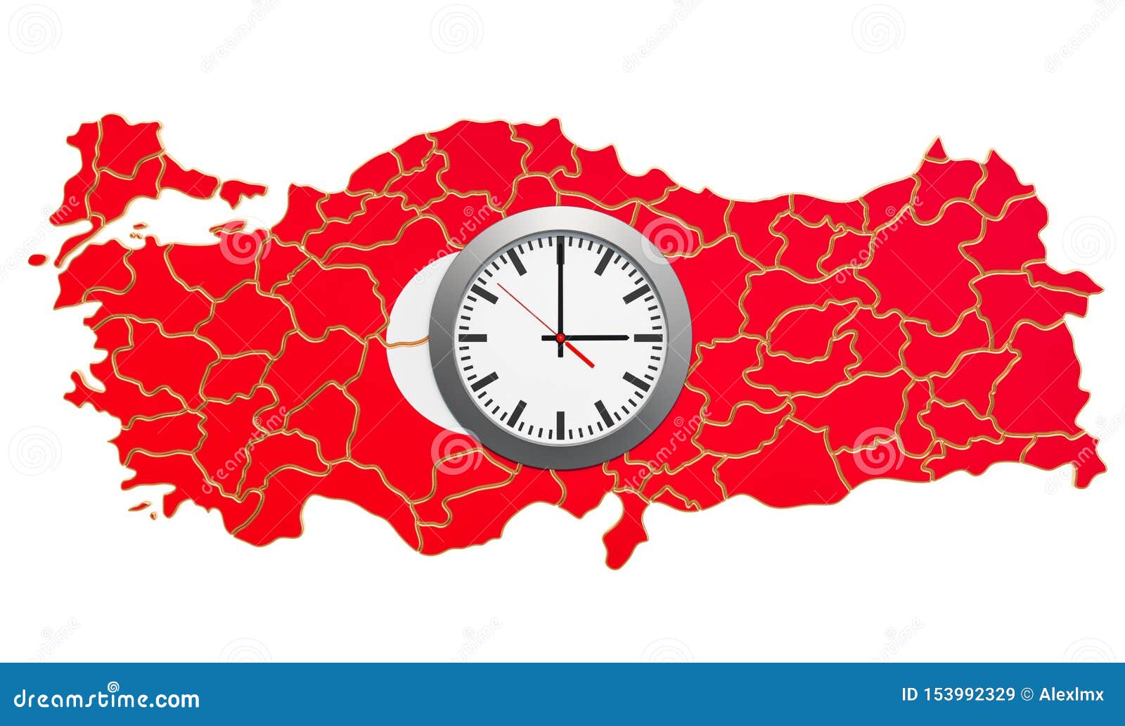Time Zones in Turkey Concept. 3D Rendering Stock Illustration ...