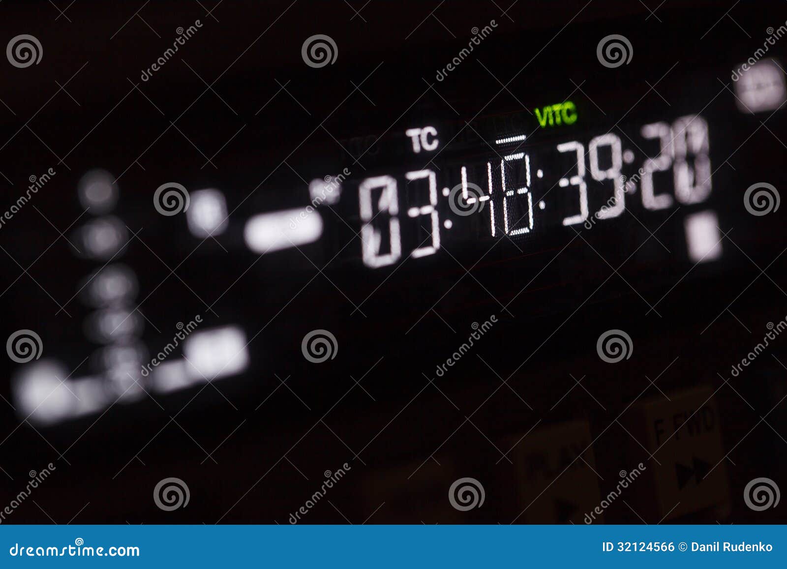 Timecode που τρέχει στο επαγγελματικό όργανο καταγραφής Στοκ Εικόνες