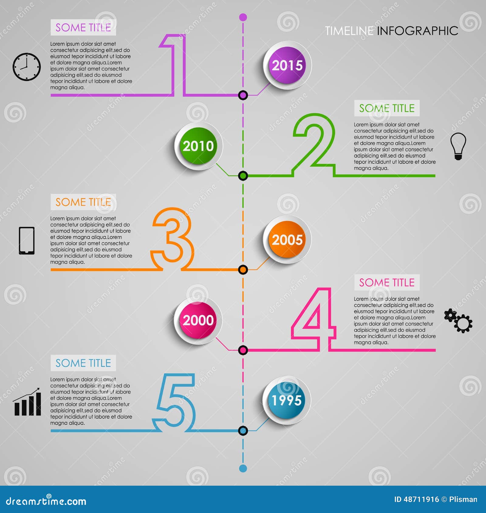 Timel Ine Info Graphic Colored Number Design Template Stock Vector ...