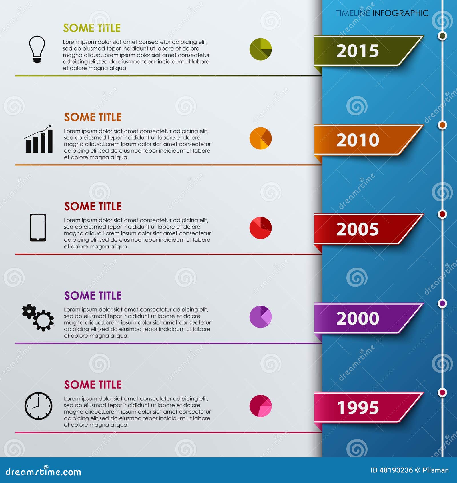 Timel Ine Info Graphic With Colored Tabs Template Vector Illustration ...