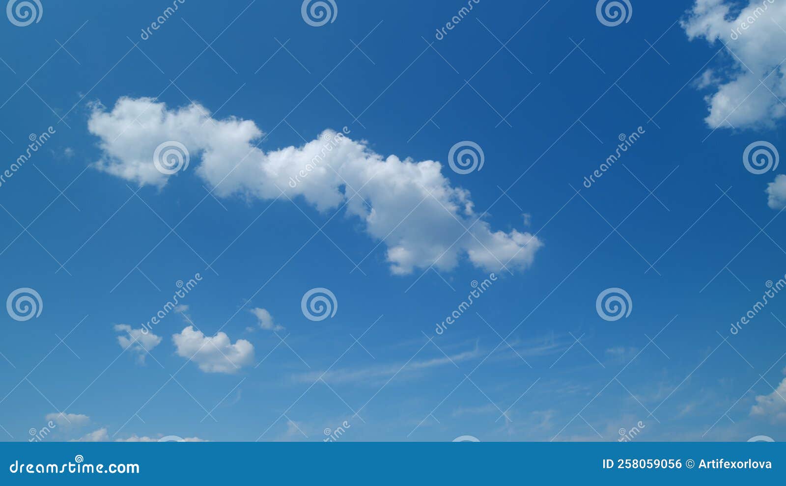Blue Sky with Cirrus and Cumulus on Different Layers Clouds. Beautiful ...
