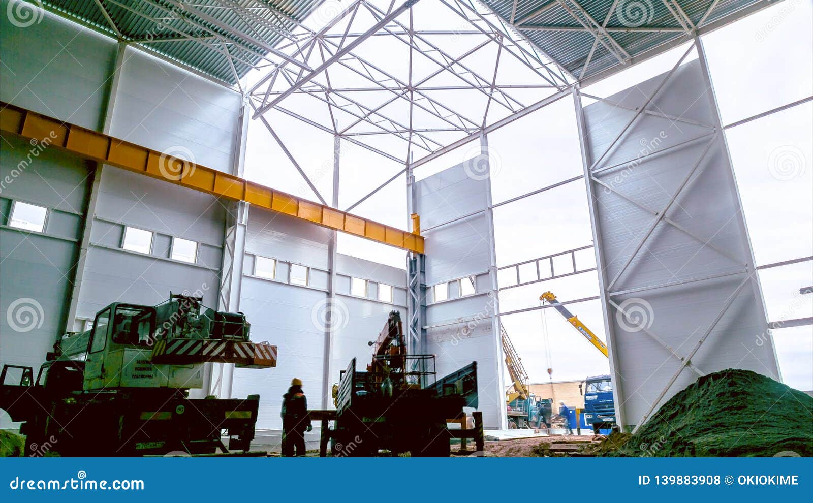 Timelapse Building of Warehouse with Different Machines Stock Footage ...