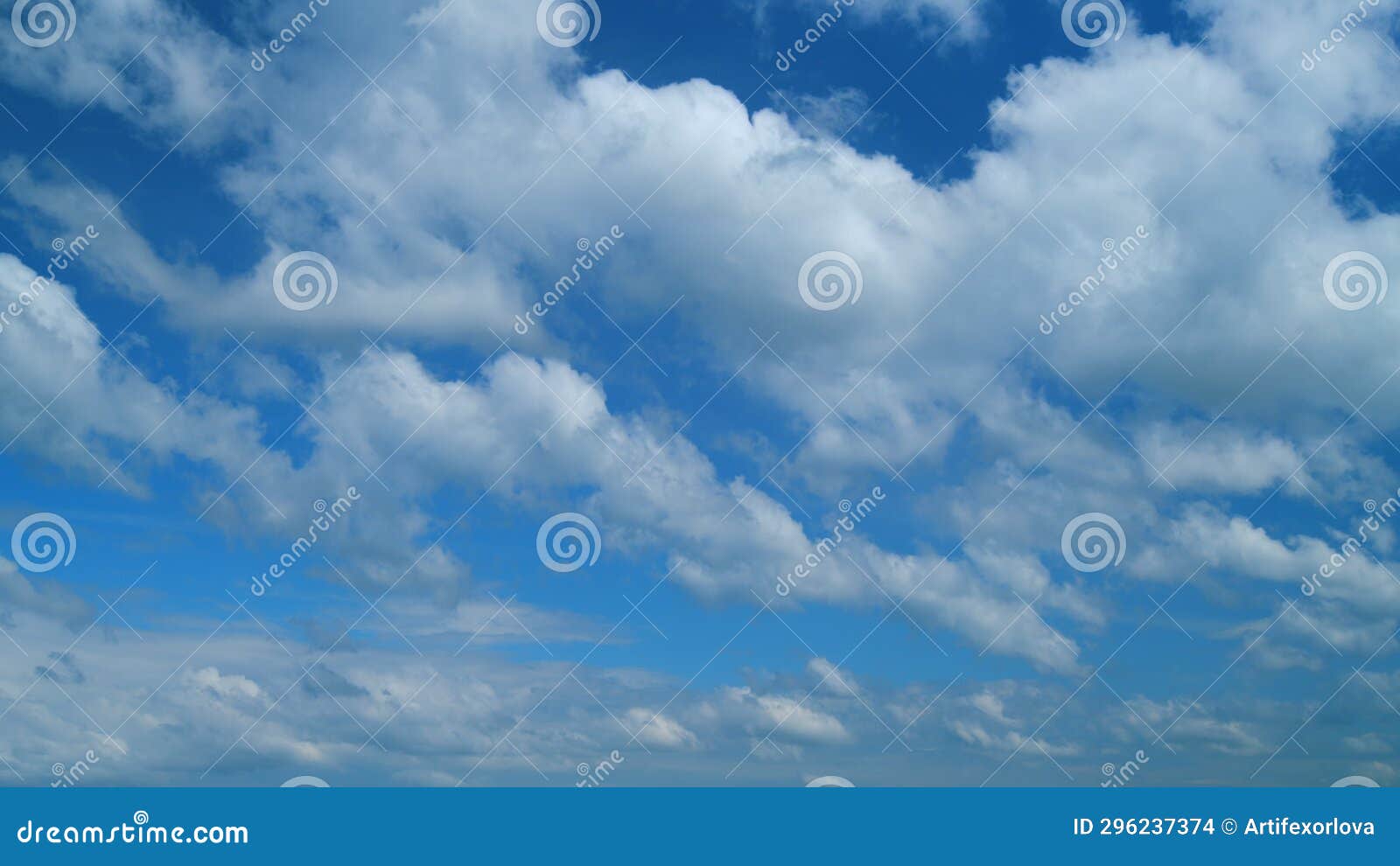 Floating Fluffy Clouds. Two Layers of Cloudiness. Blue Summer Sky with ...