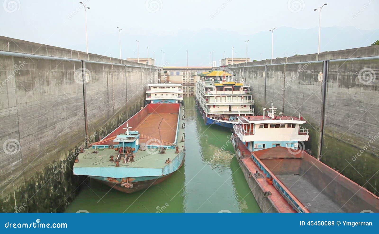 Timelapse Video of Ships Rising in a Ship Lock Stock Footage - Video of ...
