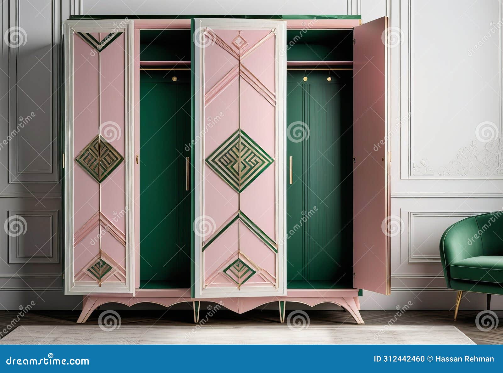 The Timeless Allure Of An Art Deco Wardrobe In Pale Pink, White, And ...
