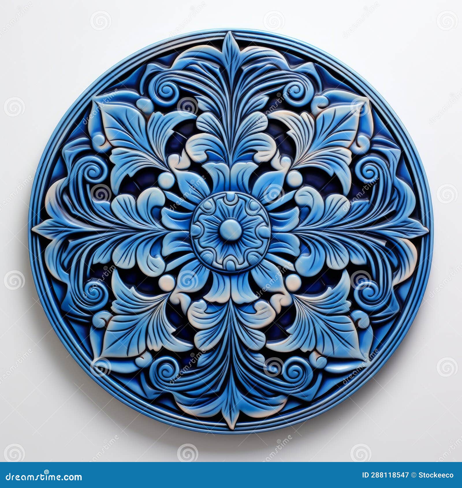 Timeless Artistry: Blue Round Carving with Chicano-inspired Relief ...