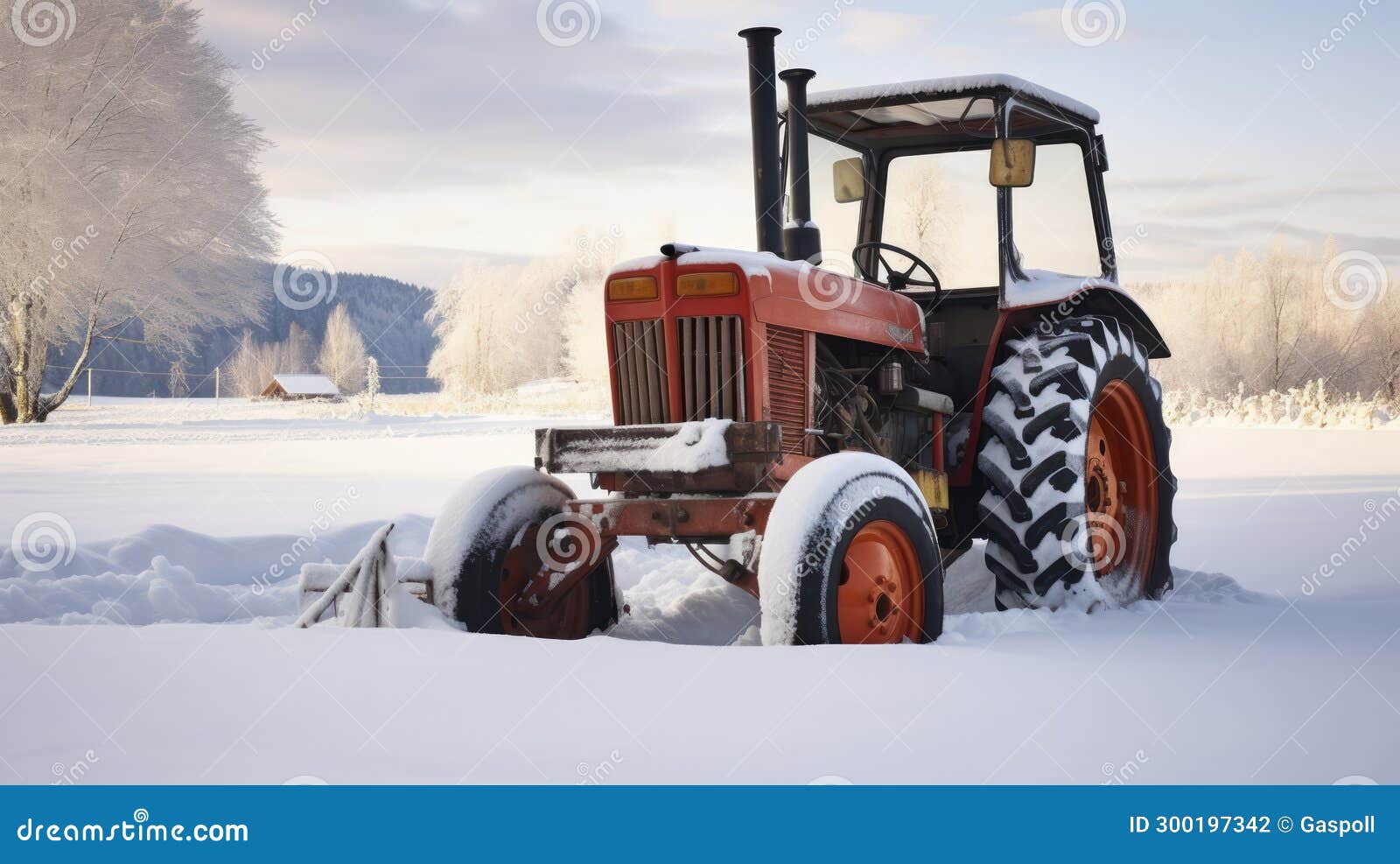 The Timeless Beauty of an Old Tractor Blanketed Under the Snow Stock ...