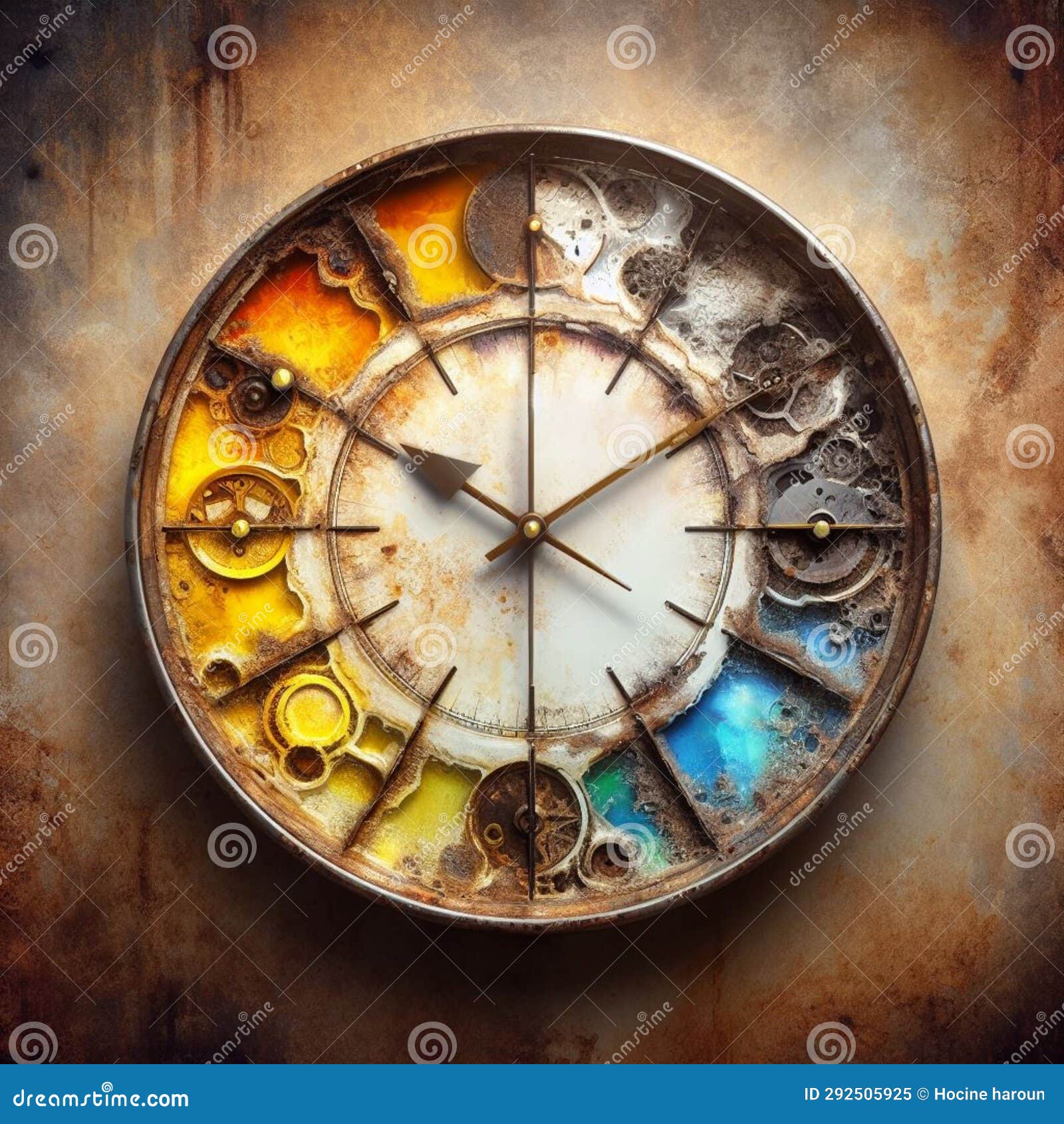 An Old Wall Clock Rusty with Time Stock Illustration - Illustration of ...