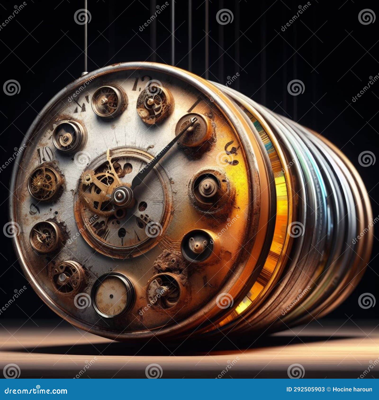 An Old Wall Clock Rusty with Time Stock Illustration - Illustration of ...