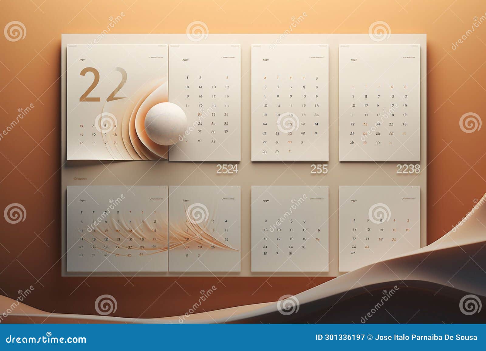 Timeless and Classic 2024 Calendar Layouts with Stock Illustration ...