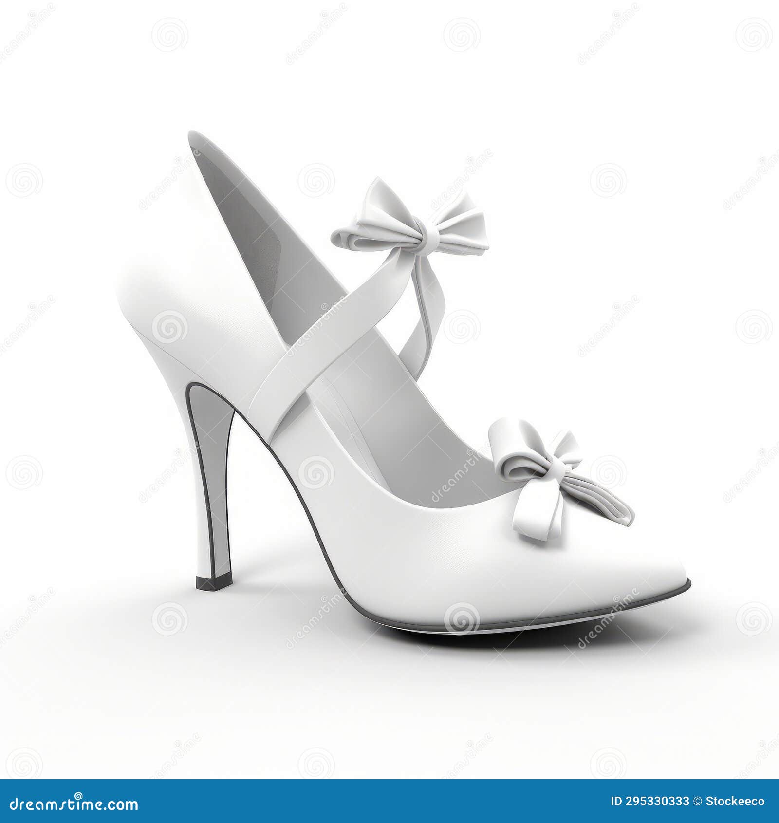 Timeless Elegance: 3d White Shoes with Bows - High Definition Image ...