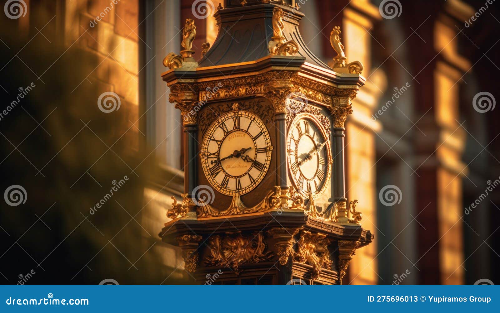 Timeless Elegance of Illuminated Gothic Clock Tower Generated by AI ...