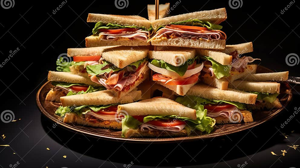 Timeless Elegance: a Stunning Stack of Multi-layered Sandwiches Stock ...
