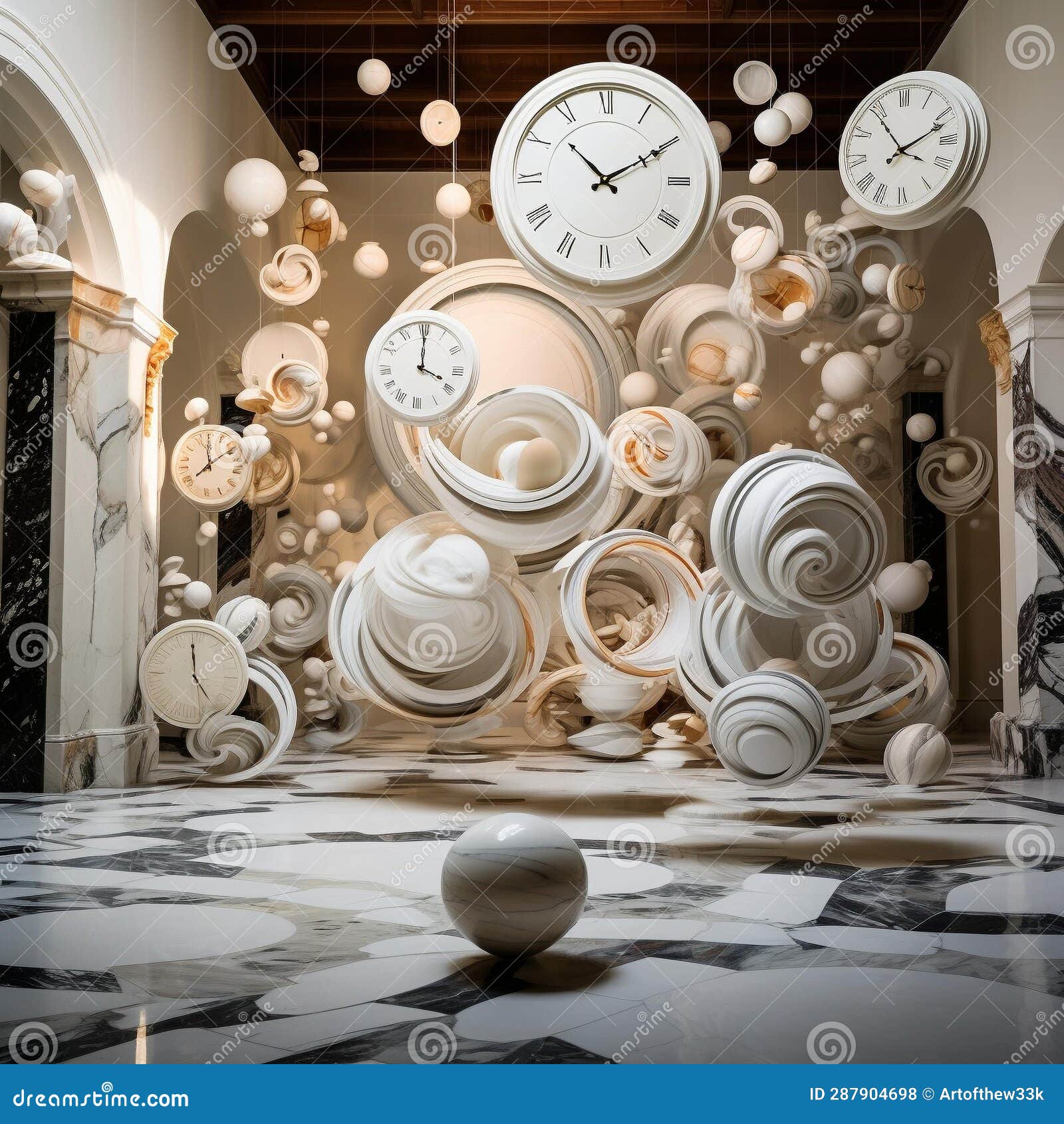 Timeless Elegance: Surreal Swirling Clocks in Abstract Harmony Stock ...
