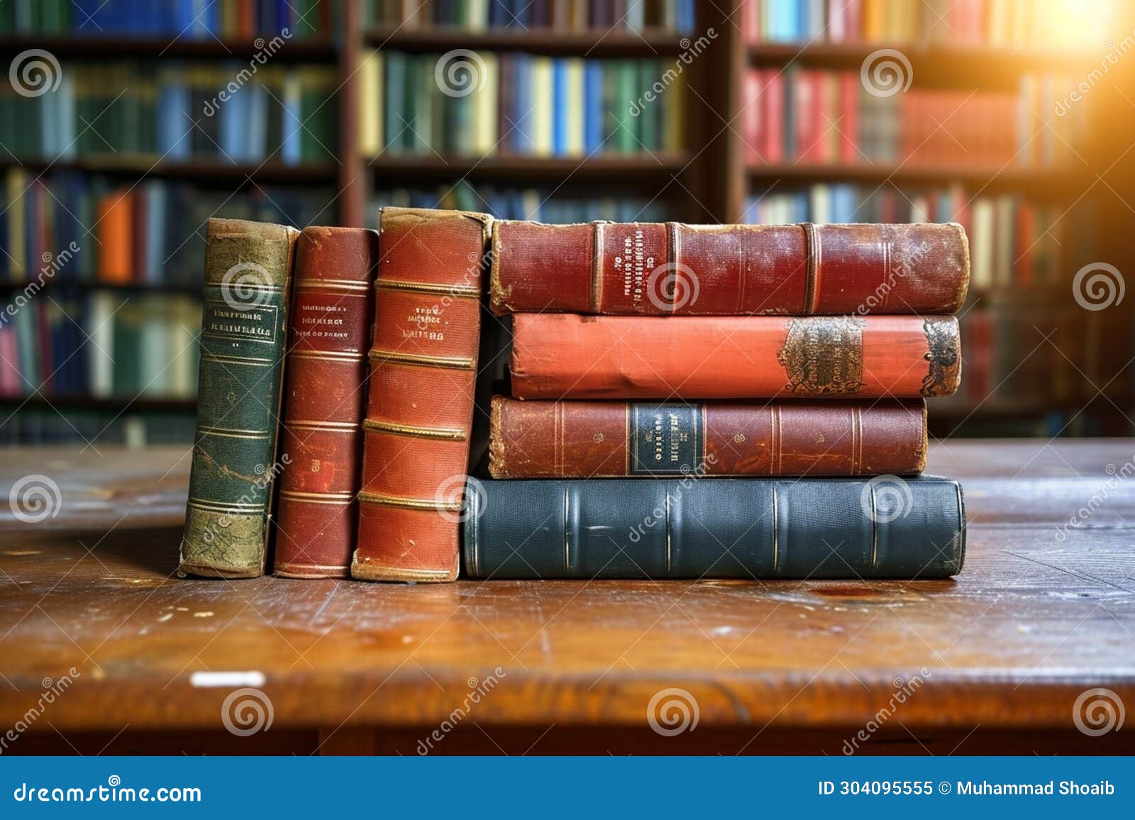 Timeless Knowledge Old Books Form a Stack on a Table Stock Illustration ...