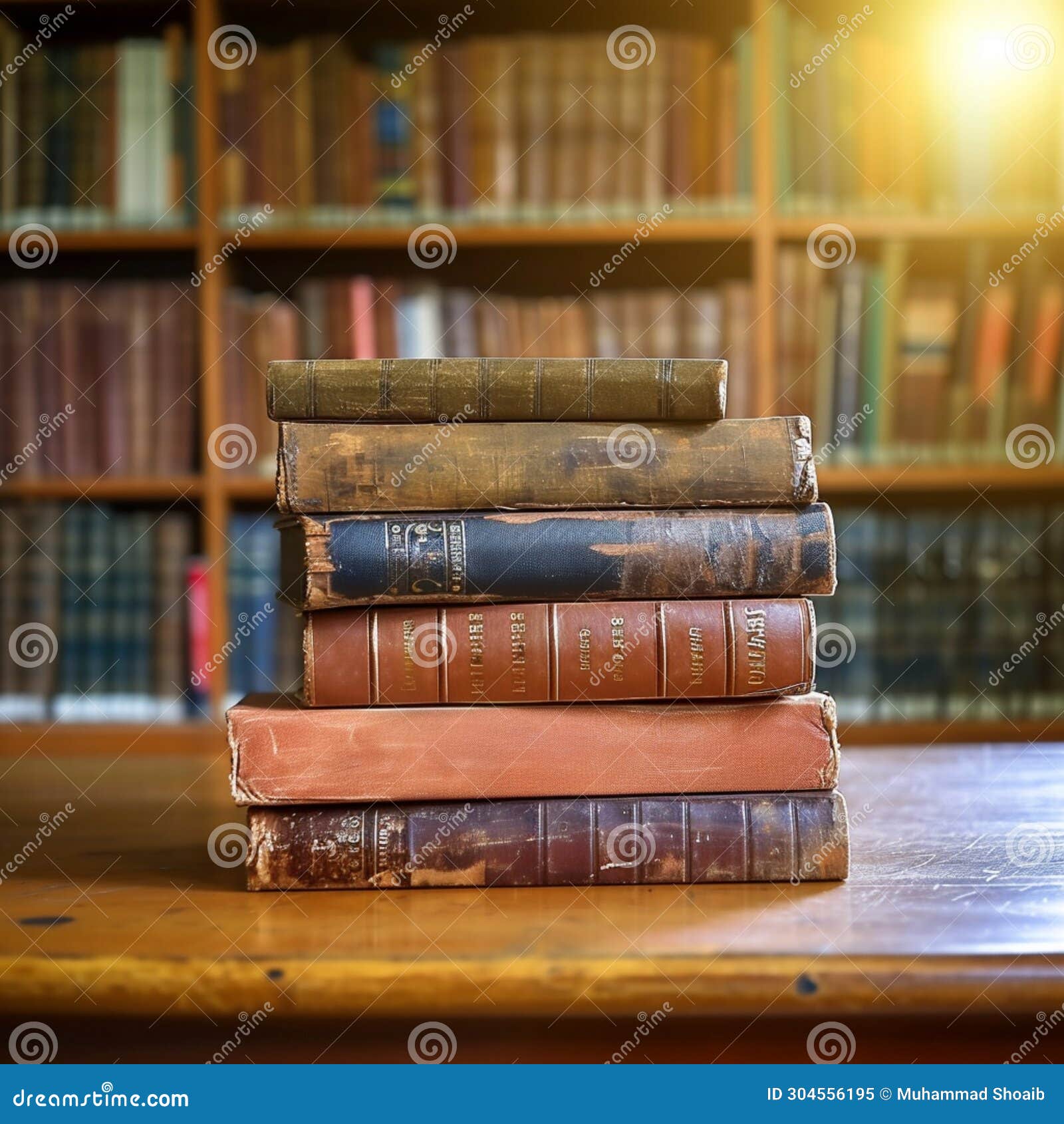 Timeless Knowledge Old Books Form a Stack on a Table Stock Illustration ...