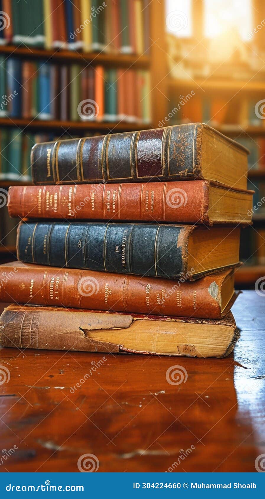 Timeless Knowledge Old Books Form a Stack on a Table Stock Illustration ...