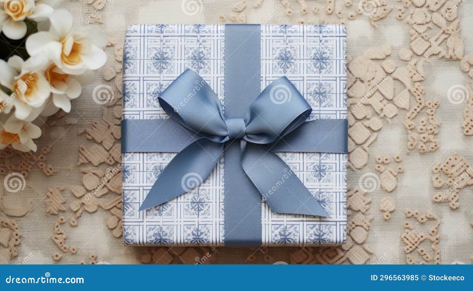 Timeless Nostalgia: Blue and White Gift Wrap Design Inspirations Stock ...