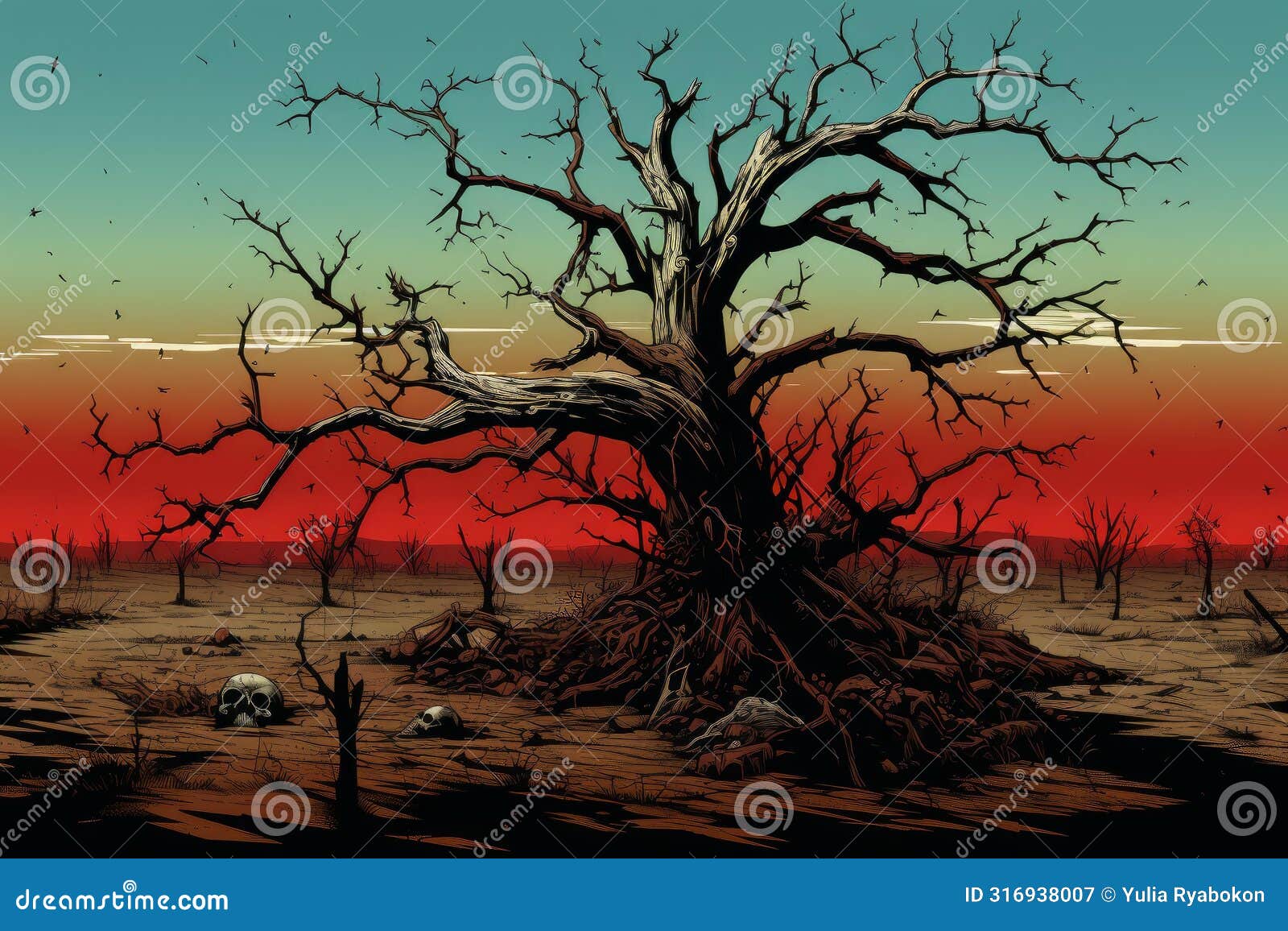 Timeless Red Dead Tree. Generate Ai Stock Image - Image of landscape ...